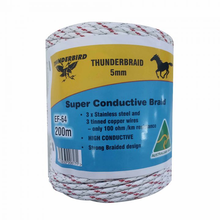 Thunderbird 200m Thunderbraid 5mm EF-64 - Electric Fence
